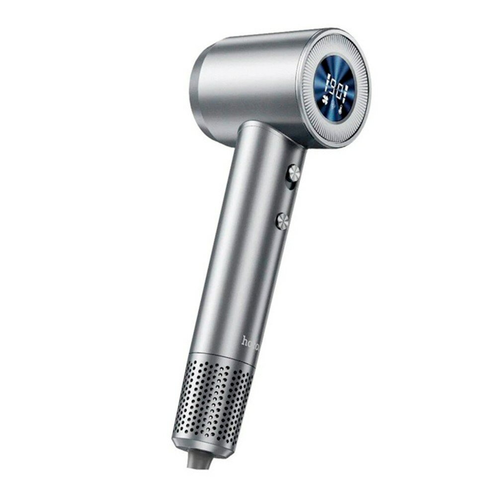Фен HOCO HP10 (серый) EU, высокоскоростной, с дисплеем, 1600W, ионизация, 2 скорости, 4 режима температуры