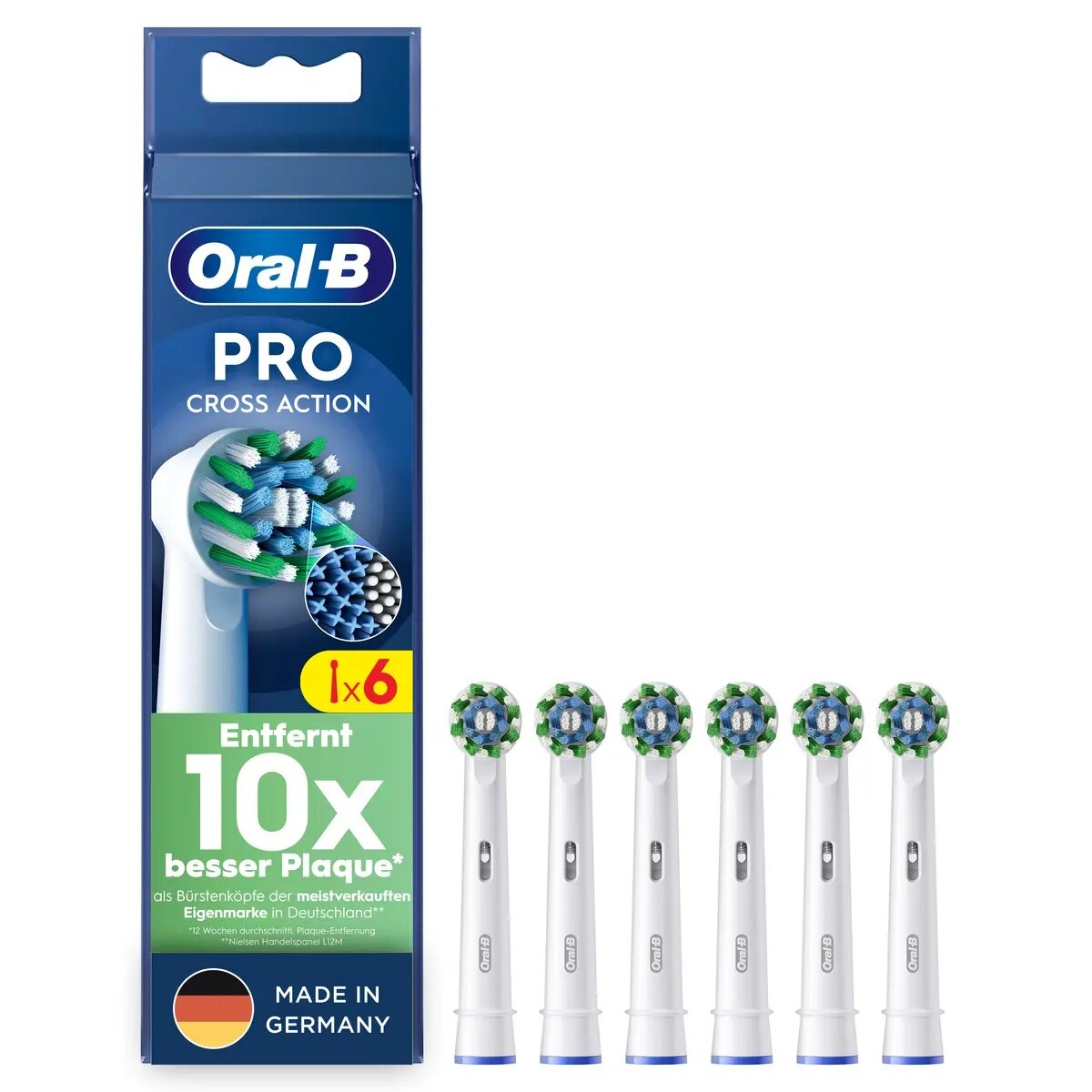 Сменные насадки для электрической зубной щетки Oral-B Pro (для взрослых) — CrossAction — упаковка из 6 шт. (белые)