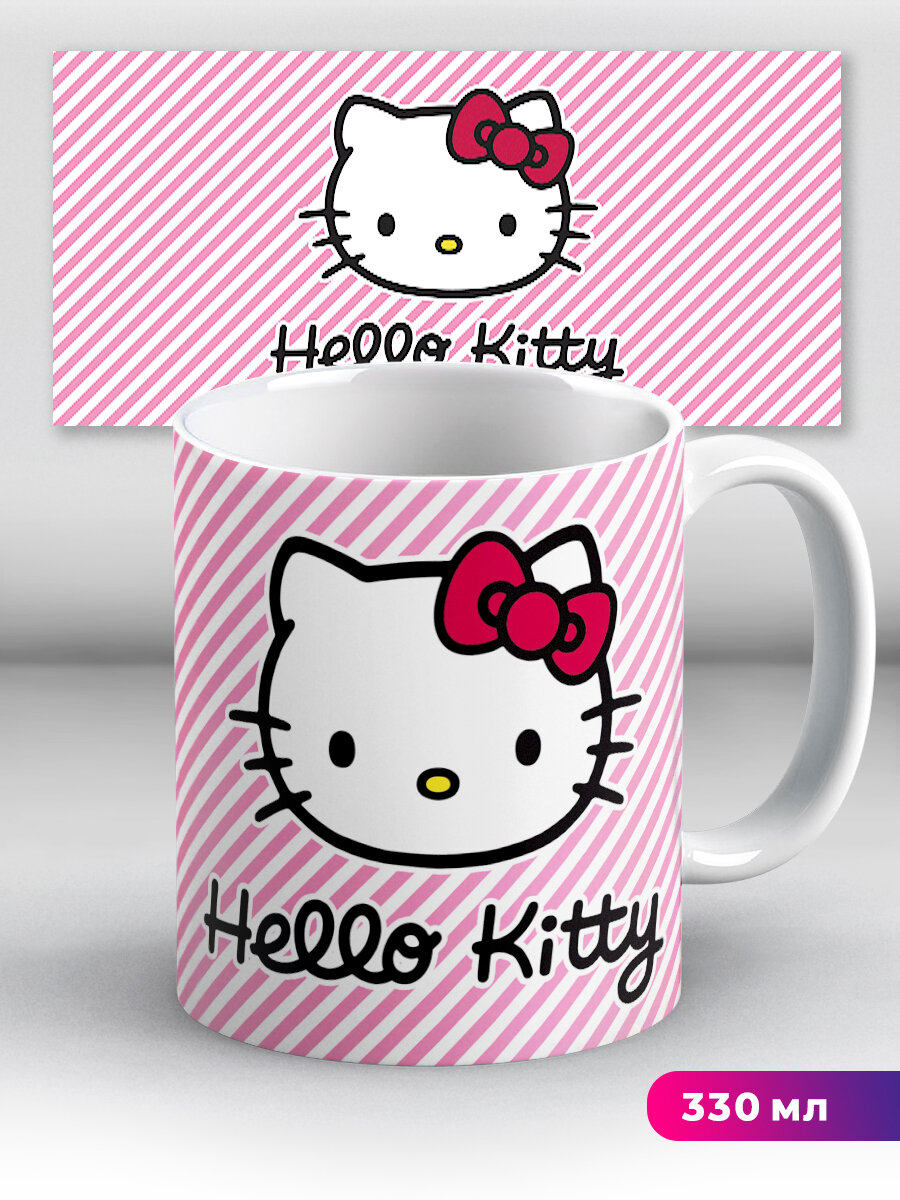 Кружка Hello Kitty Хеллоу Китти розовая крупно