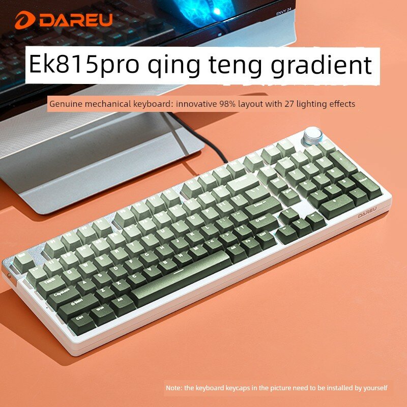 Клавиатура механическая DareU EK815pro проводная для игр и офиса, женский стиль, розовая, высокое качество, зеленый