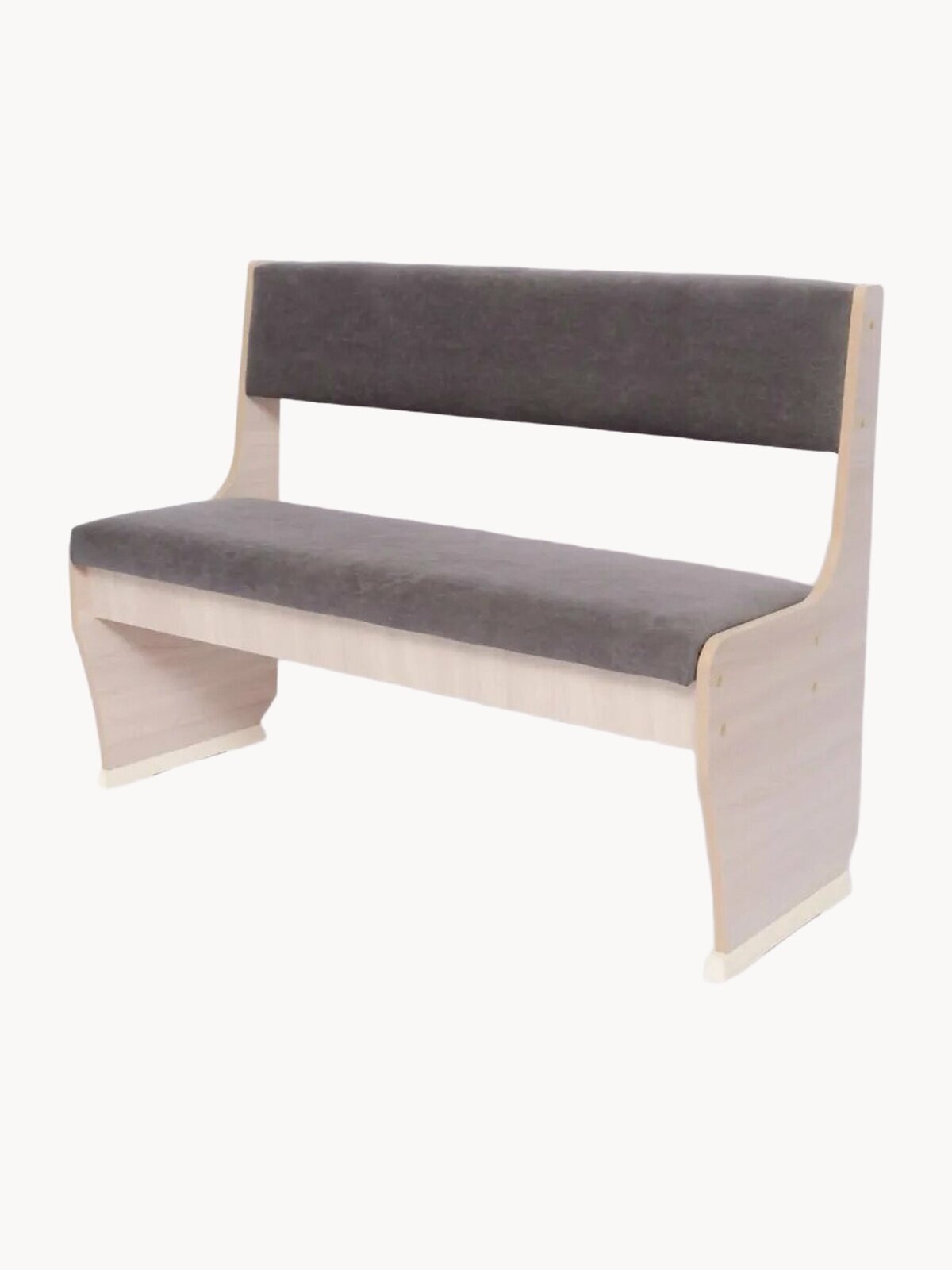 Диван скамья мягкая на кухню, в прихожую с ящиком для хранения серый велюр длина 108 см, высота 85см