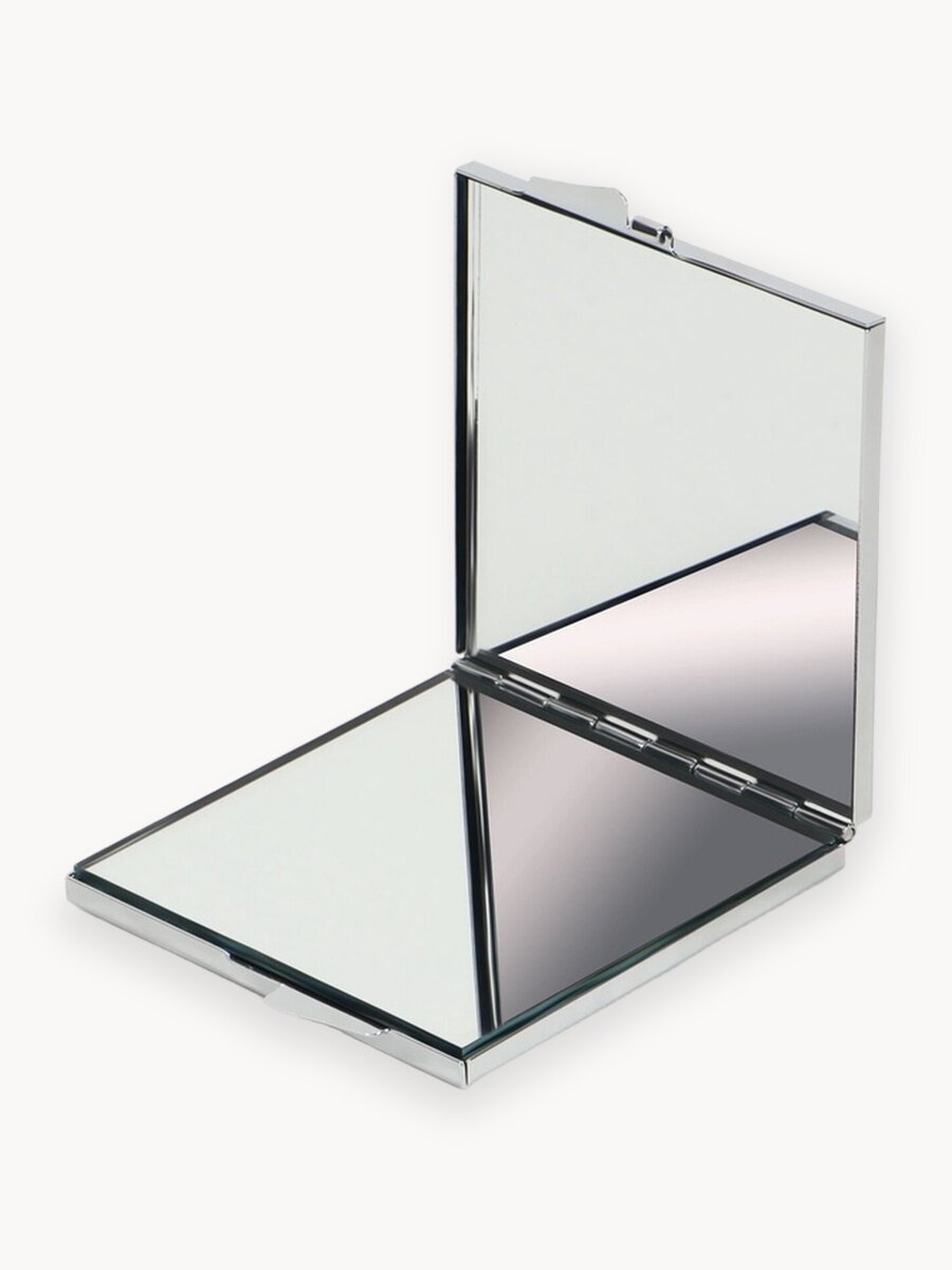 Зеркало складное двойное QF размер 6 × 6 см, квадратное, цвет серебристый