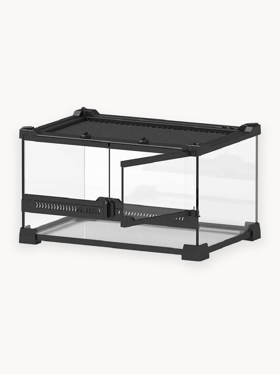 Террариум, для рептилий, из закаленного стекла, двустворчатая дверь