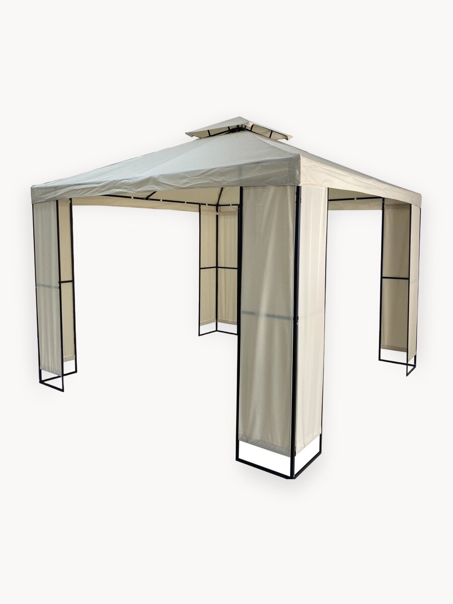 Павильон садовый "Omega", металлический каркас, бежевый, без стенок