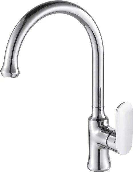 Смеситель для кухни Bravat Opal F7125183CP-RUS с поворотным изливом, хром, глянцевый, однорычажный, латунный, с керамическим картриджем
