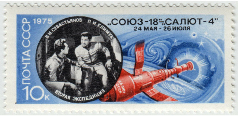 Почтовые марки СССР 1975г. "Космический полет Союза-18" Люди на марках, Космос MNH