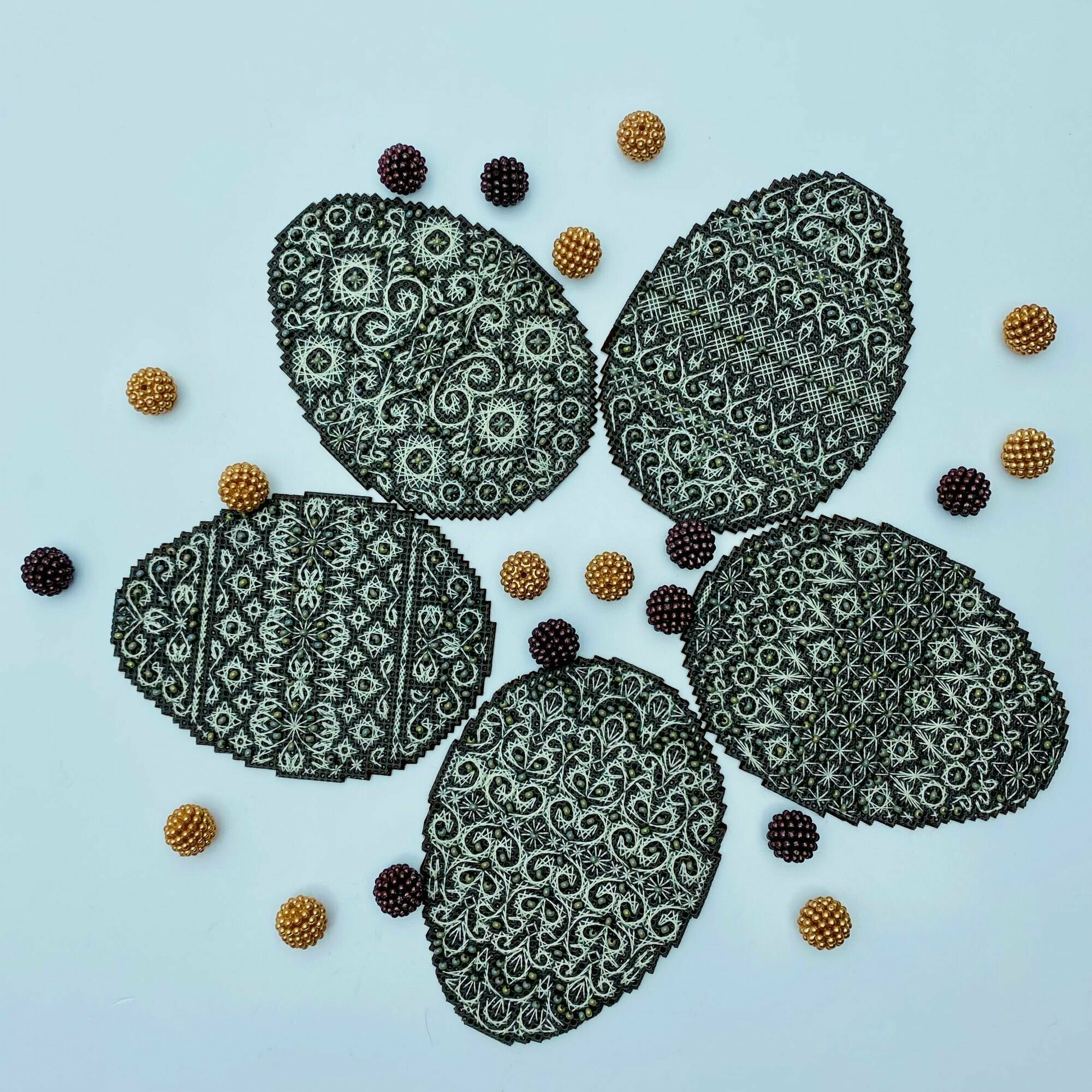 Набор для вышивания шовчиками "Ниточка - рисует по канве". "Пасхальное кружево" Арт ДК250323-10 5шт