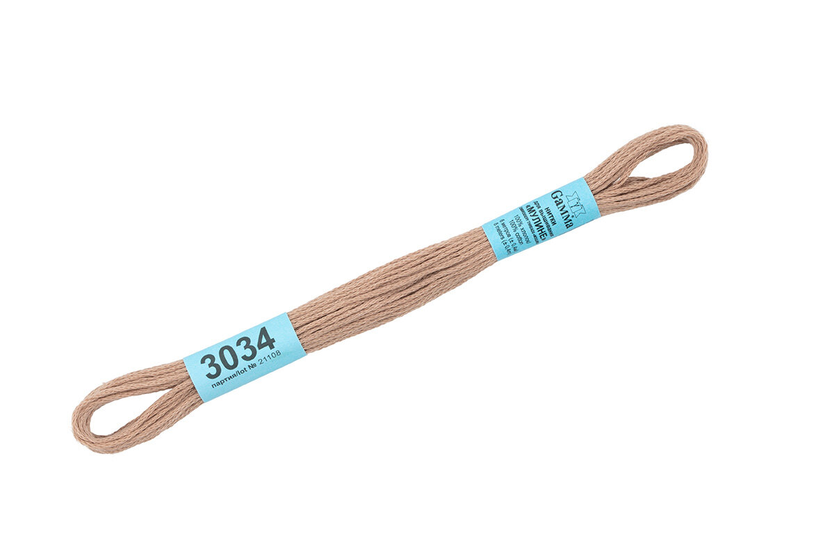 Мулине GAMMA нитки для вышивания 8м. 3034 бежевый, 1 штука.