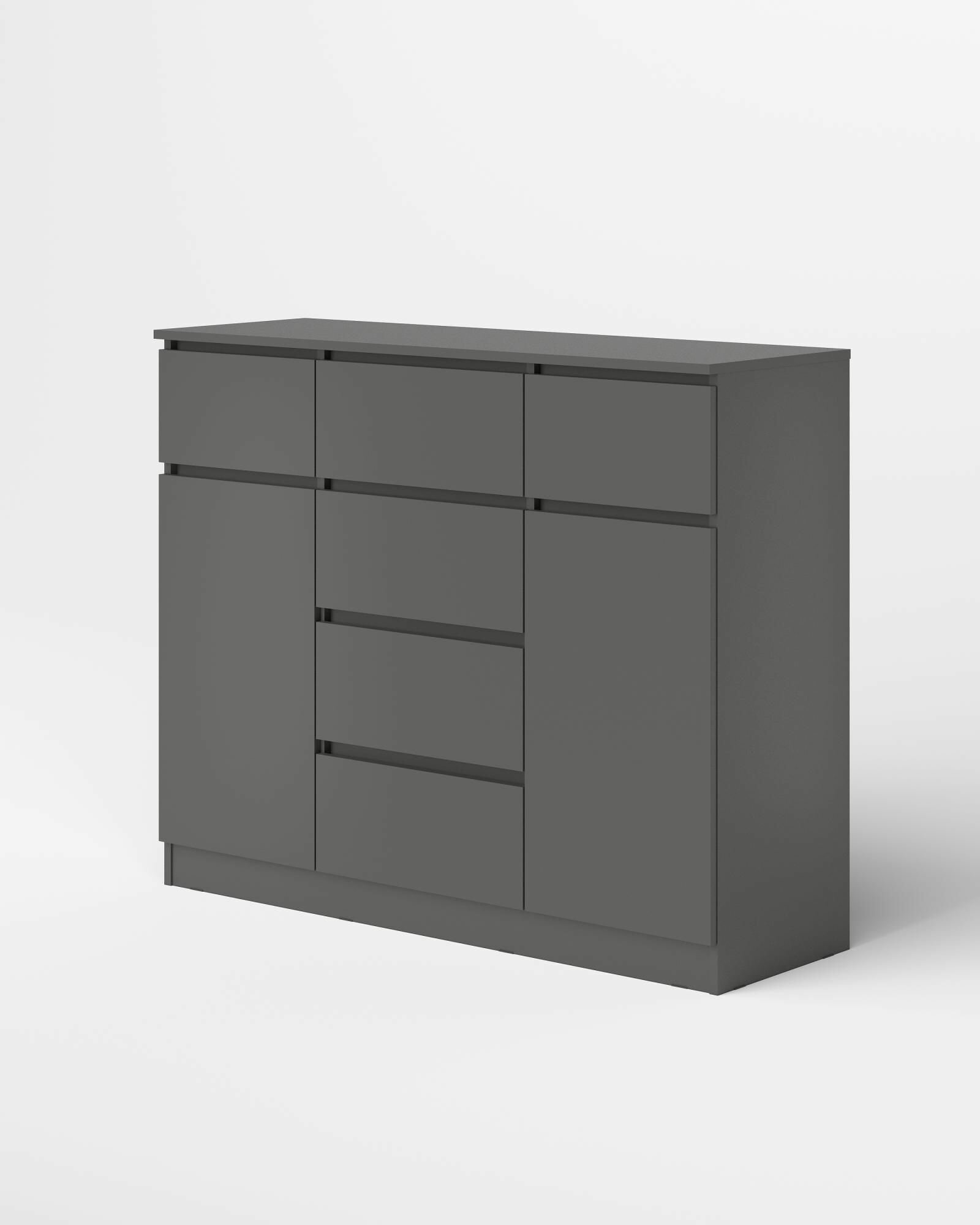 МС Охта Лайт Комод 1200.4 Антрацид/ (Петровская мебель)