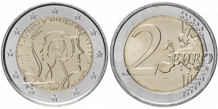Нидерланды 2 евро 2013 200 лет Королевству UNC