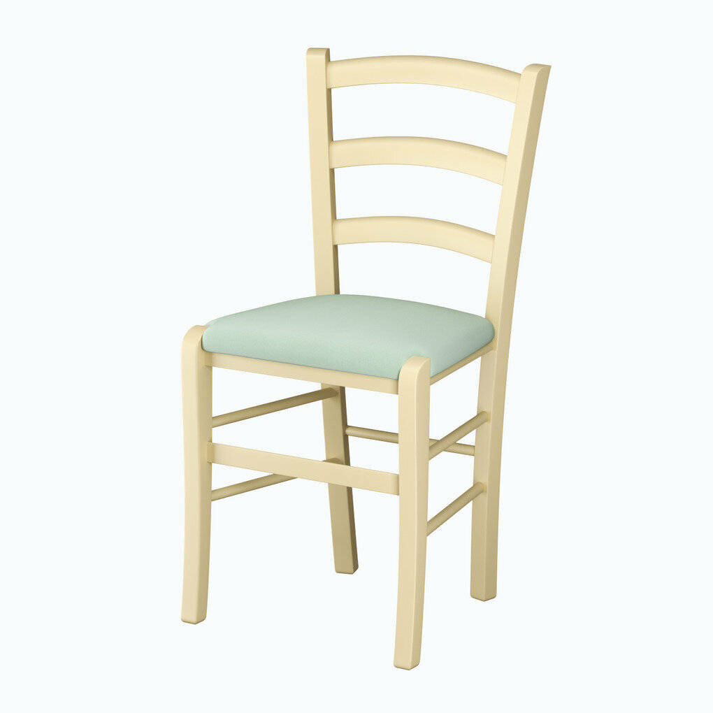 Стул Эльба деревянный для кухни, эмаль слоновая кость, светло-зеленый