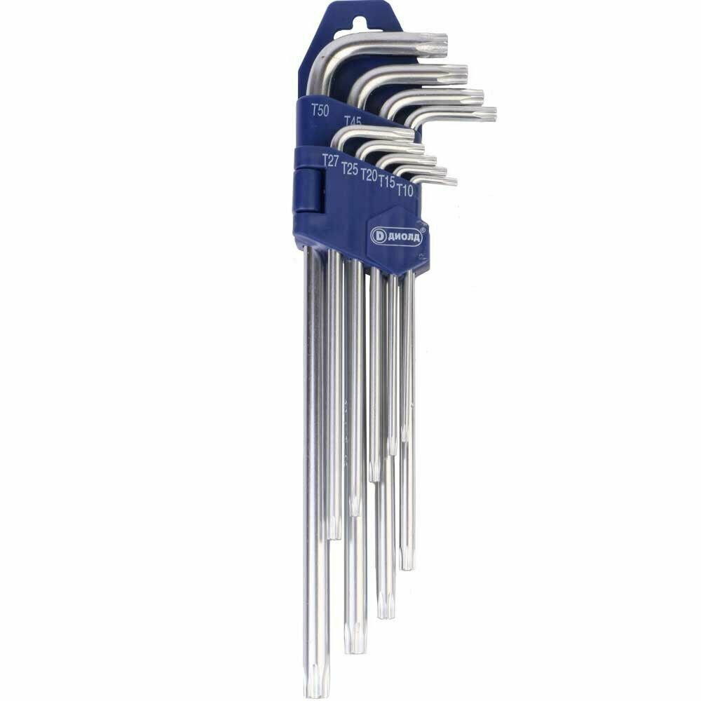 Набор ключей TORX 9 шт T10, Т15, Т20, Т25, Т27, Т30, Т40, Т45, Т50 диолд 90530081