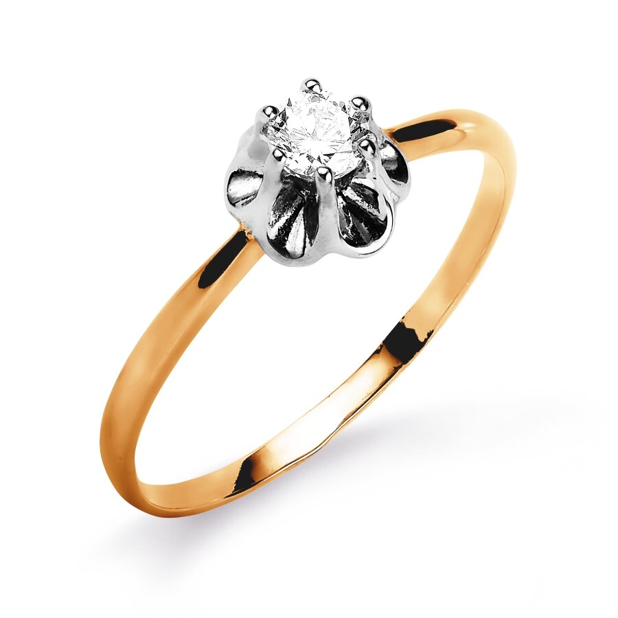 Кольцо, красное золото, 585 проба, фианит