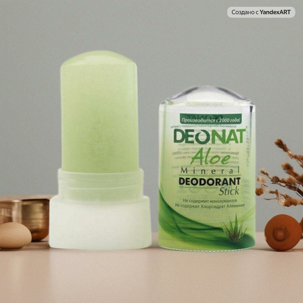 Дезодорант-Кристалл "ДеоНат"с соком алое , стик зеленый , 60 гр.