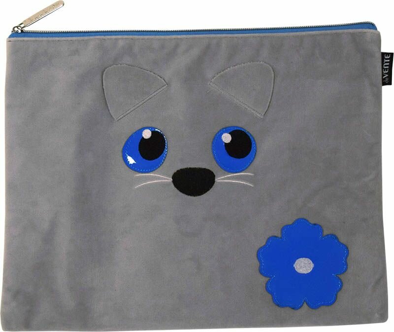 Папка для тетрадей А4 "deVENTE. Крошка Енот" бархат, на молнии сверху, аппликация закладка