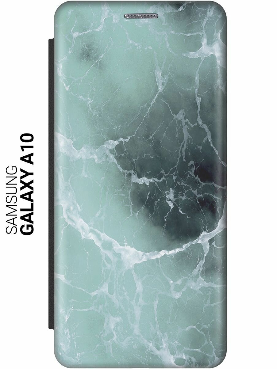 Чехол-книжка на Samsung Galaxy A10, Самсунг А10 с 3D принтом "Лазурный океан" черный