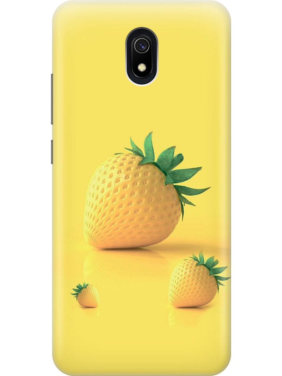 Силиконовый чехол на Xiaomi Redmi 8A, Сяоми Редми 8А с принтом "Желтая клубника"