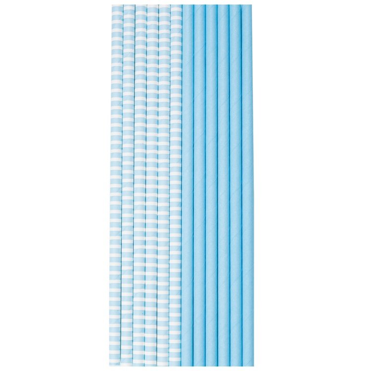 Трубочки для коктейля Пастель голубая, 12 шт