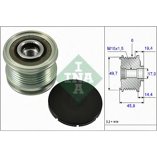 INA 535016810 (0217065 / 0381421 / 10933473) шкив генератора mer w204 / c207 / w212 / w639 / Sprinter (Спринтер) (m112 / m271 /