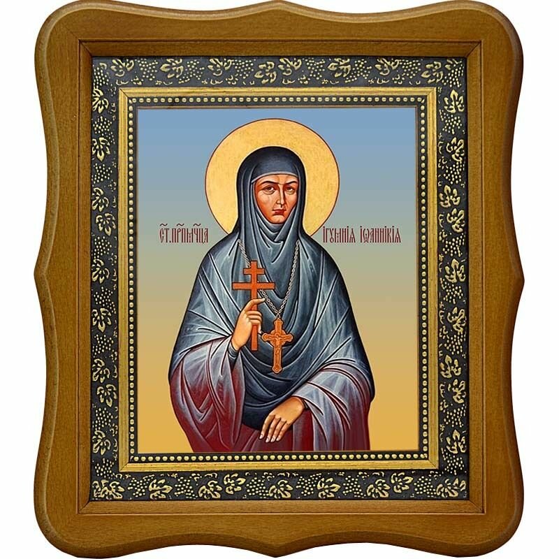 Иоанникия Кожевникова, игумения, преподобномученица. Икона на холсте. (17 х 21 см / В деревянном киоте под стеклом).