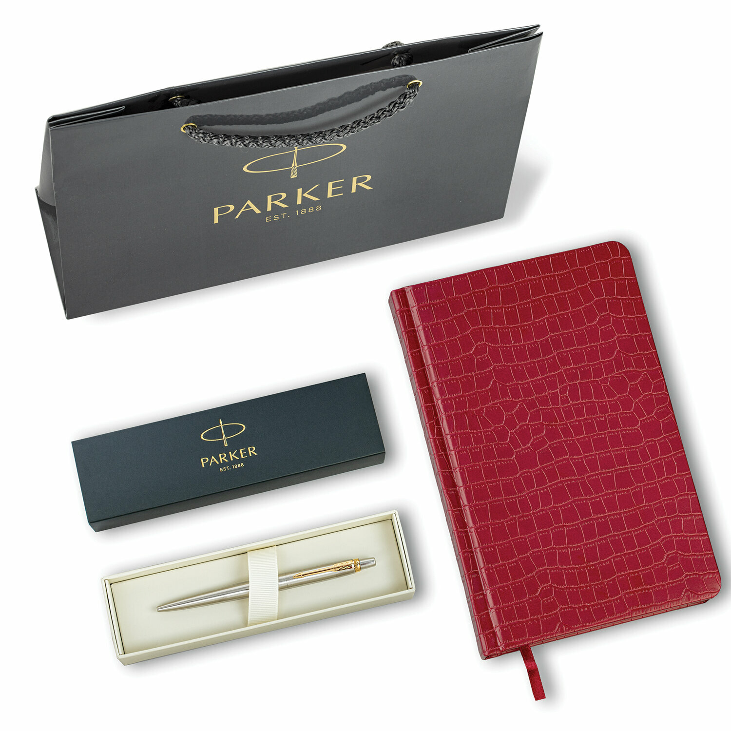 Ручка шариковая Parker Jotter Core Stainless Steel GT, ежедневник, А5, красный, пакет