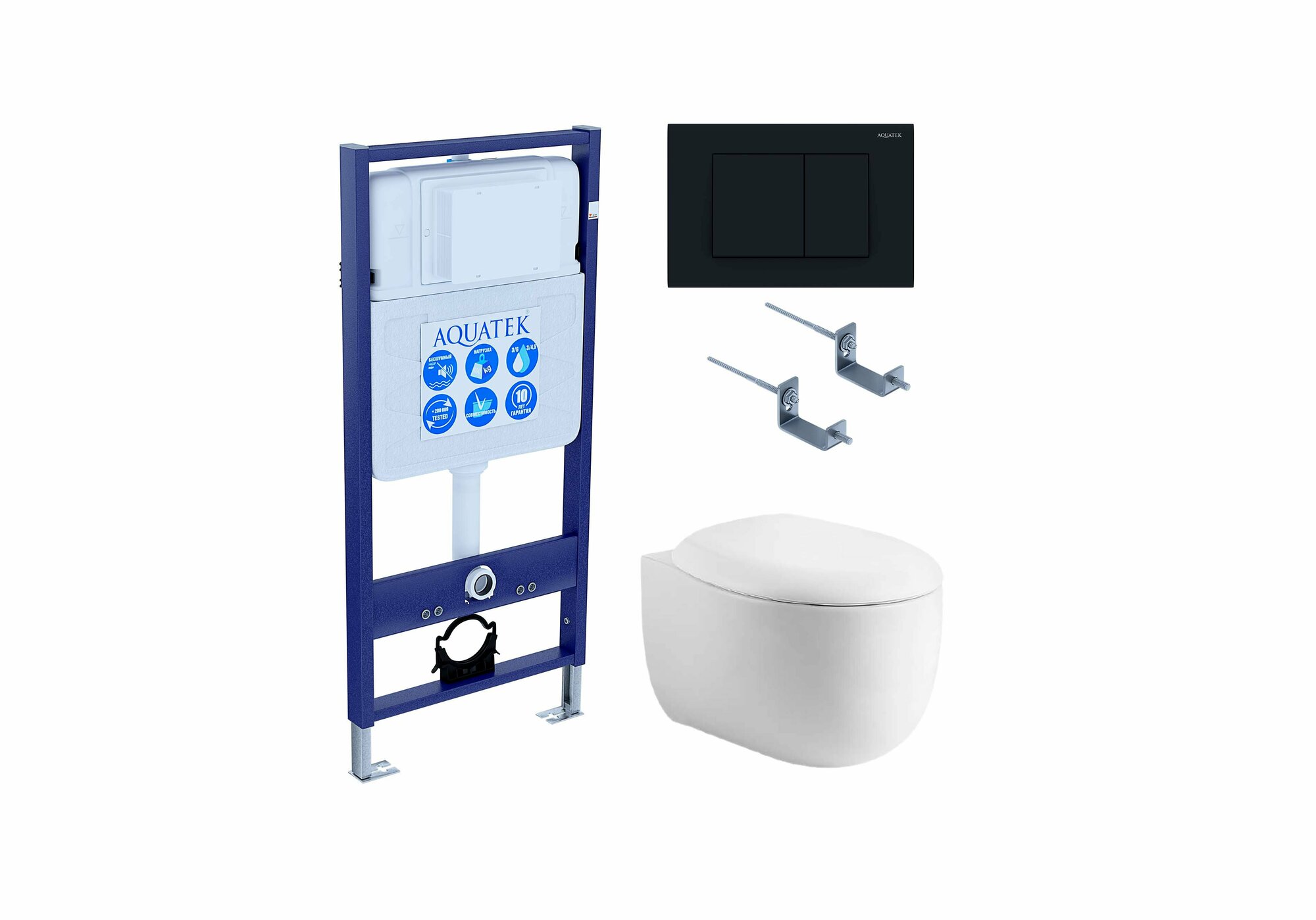 Комплект унитаз подвесной Aquatek Альтаир SET AQUATEK альтаир cm-012 4в1 с сиденьем микролифт и инсталляция с клавишей смыва черная матовая