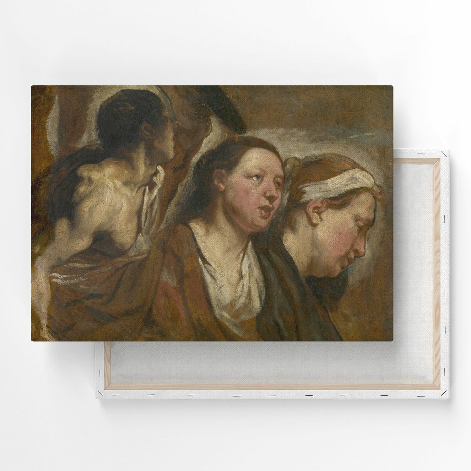 Картина на холсте, репродукция / Якоб Йорданс - Two Female Heads and the Torso / Размер 30 x 40 см