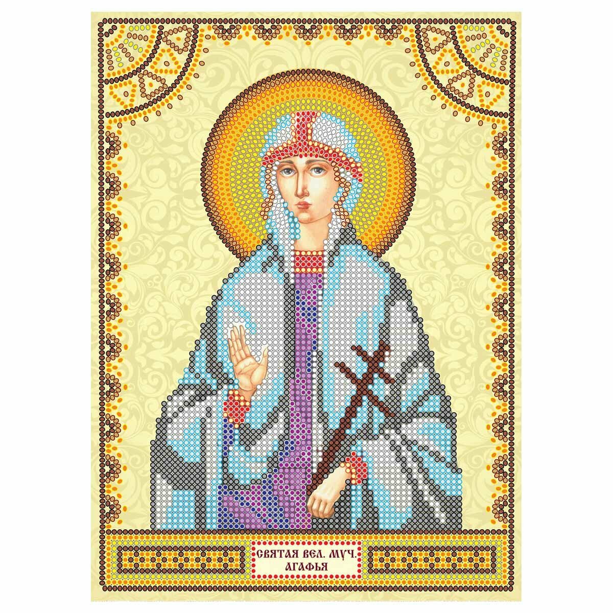 Схема для вышивки иконы бисером на художественном холсте 'Святая Агафья', 17*23 см