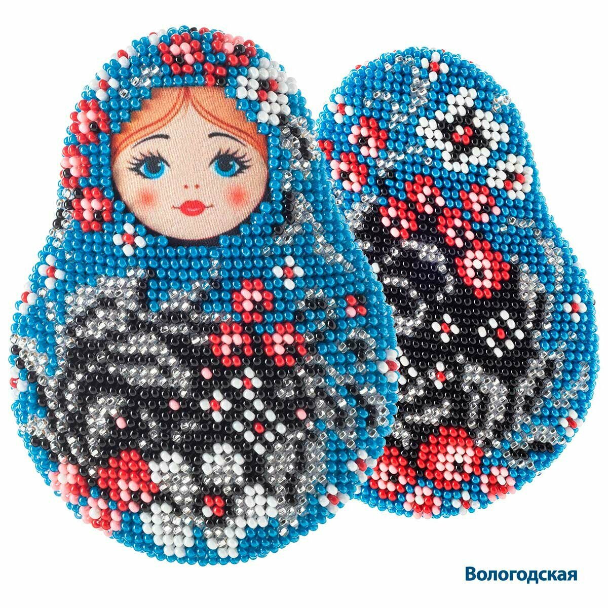 В544 Набор для вышивания бисером Кроше 'Матрешка Вологодская' 8*10см