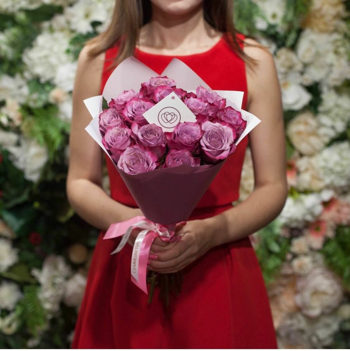 Розовые розы 15 шт/ Букет / Цветы