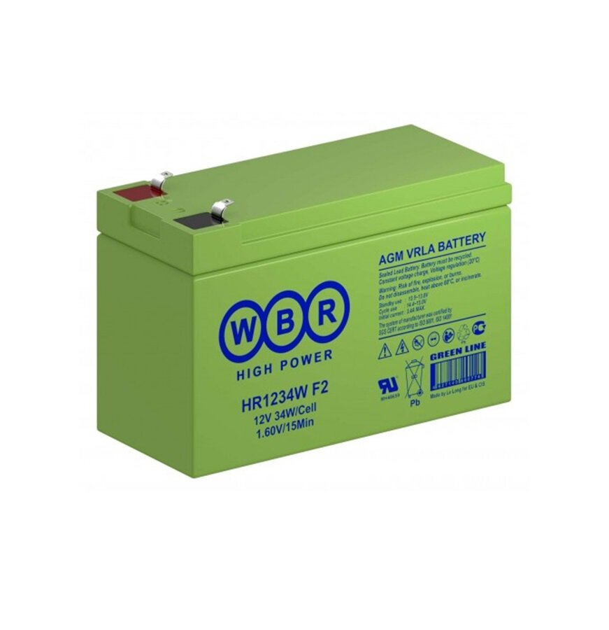 Аккумуляторная батарея WBR HR 1234W F2, для ИБП, 12 В, 9 А·ч