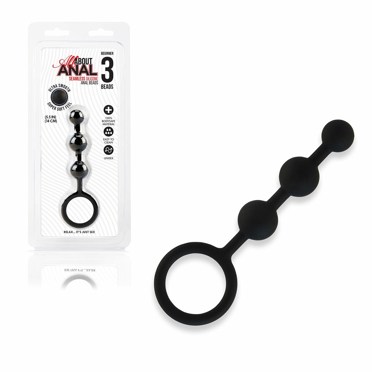 Черные силиконовые анальные бусины Silicone Anal Beads 3 шарика