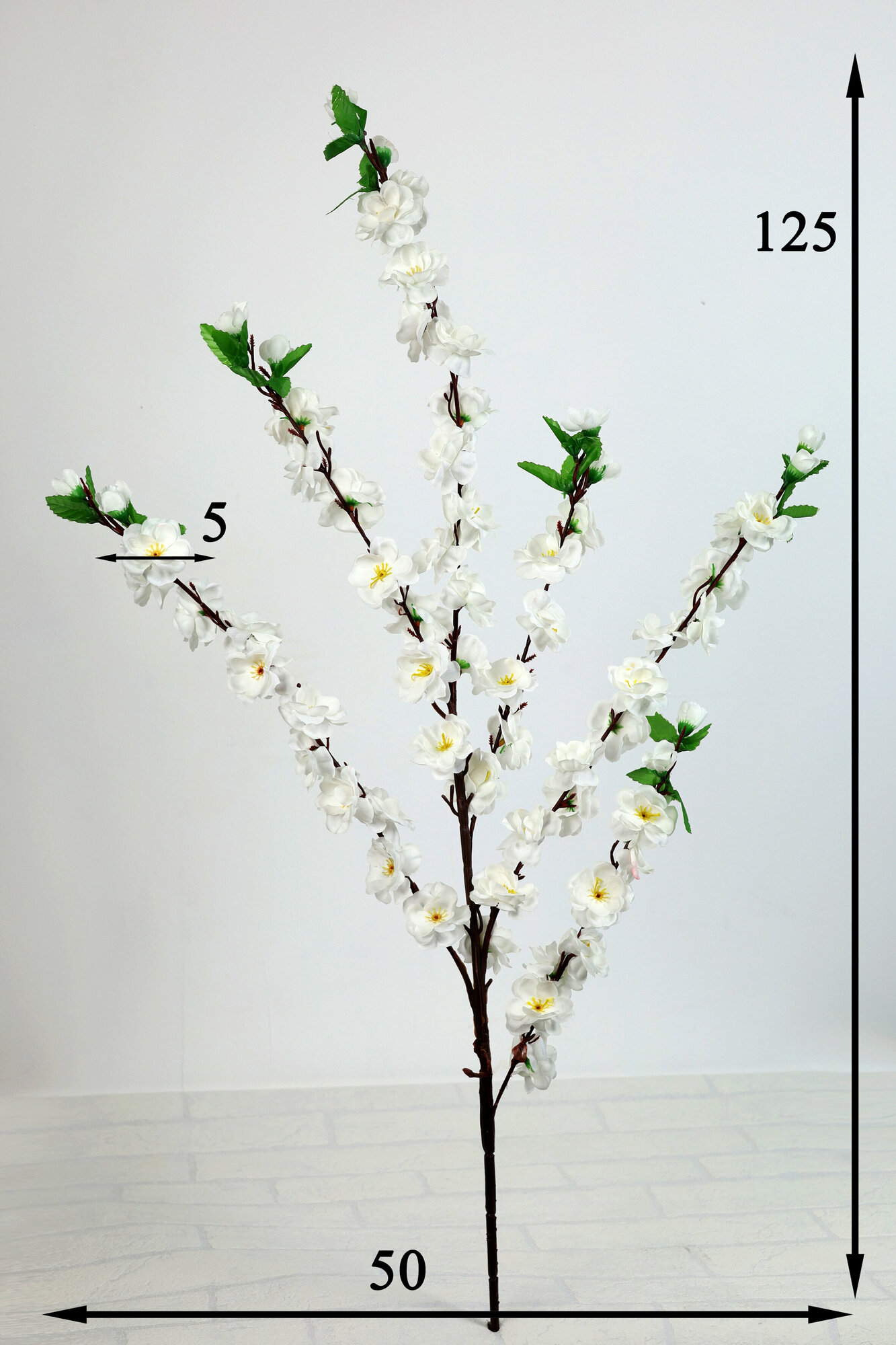 Искусственные цветы Holodilova "Сакура", белые, высота 1,4 м, пластик, текстиль