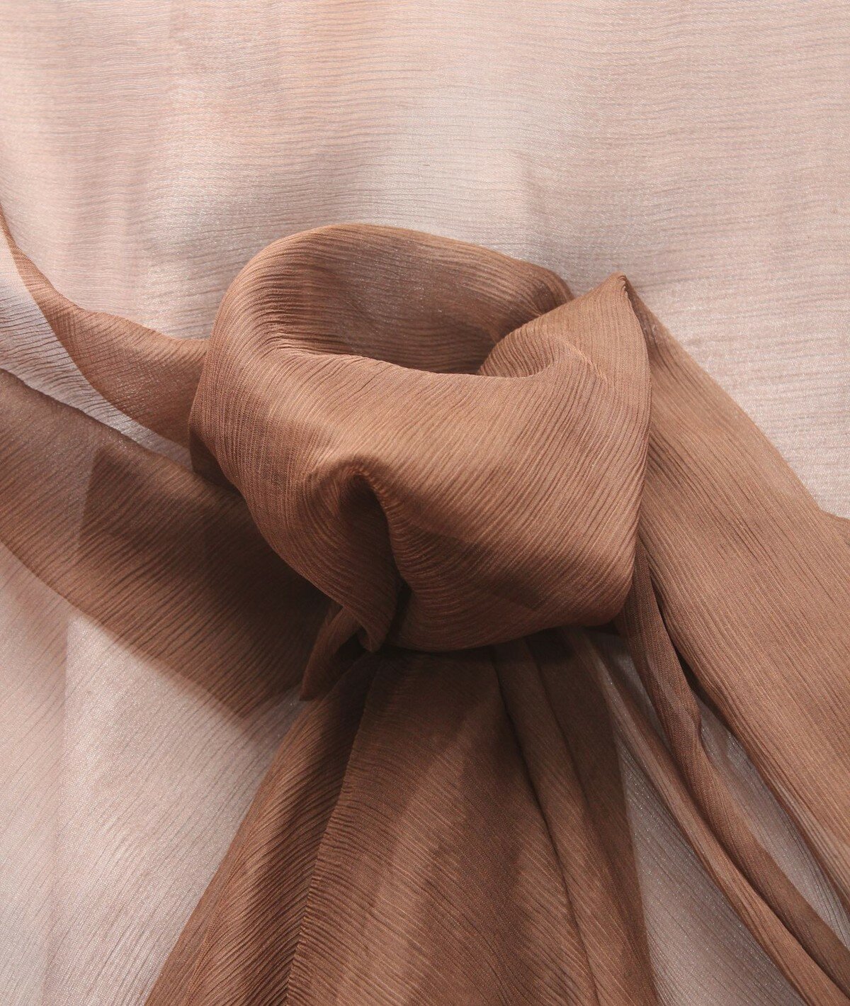 Ткань Шелк-шифон креш шоколадный, ш120см, 0,5 м