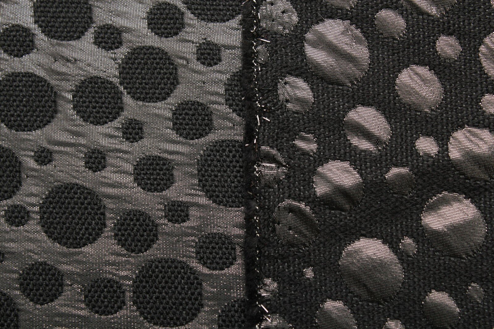 Ткань Жаккард костюмно-пальтовый чёрно-антрацитовый в горошек, ш140см, 0,5 м