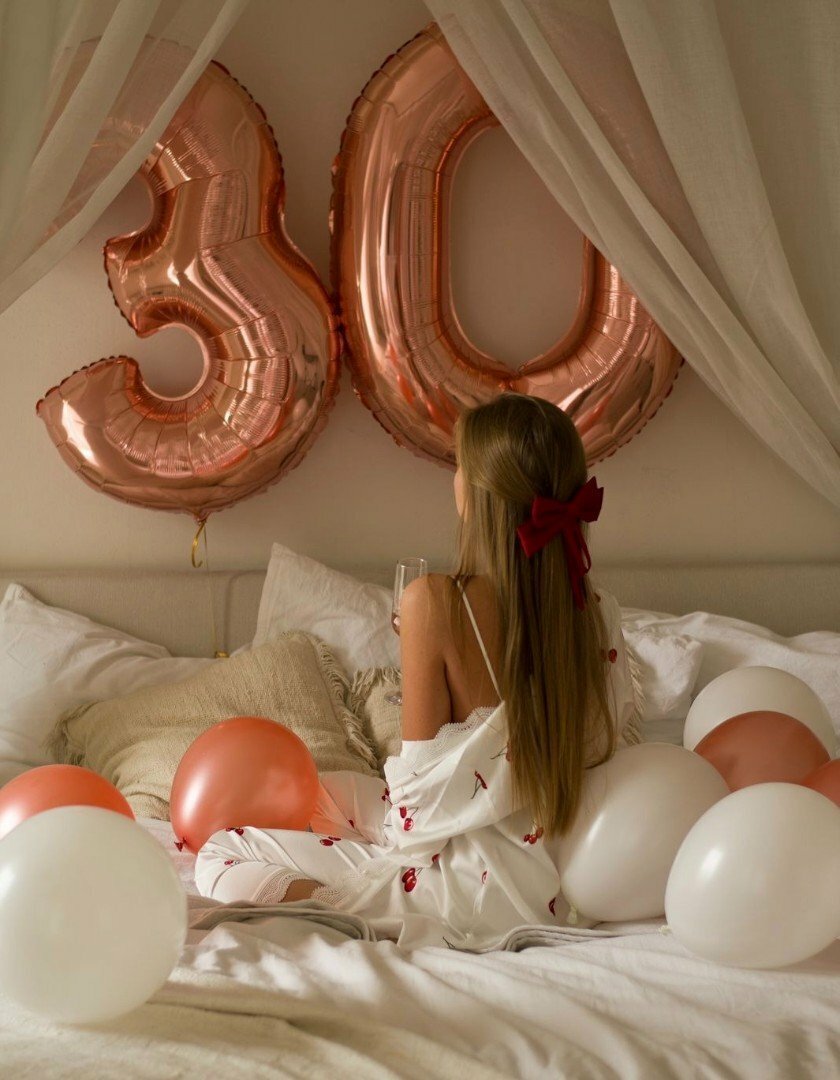 Шары-цифры на 30-летие, 3 шара-сердца и 15 латексных, розовые