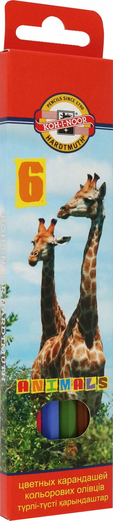 Набор карандашей 6 цветов Животные