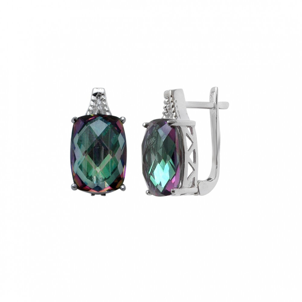 Серьги ЗлатаМира, серебро, 925 проба, кварц