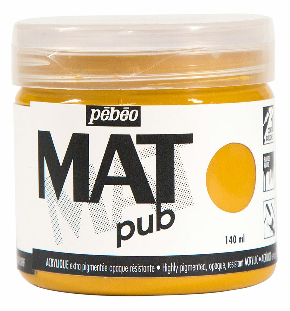 Акриловая краска Pebeo "Mat Pub", экстра матовая, №1, 256018, цвет Охра, 140 м