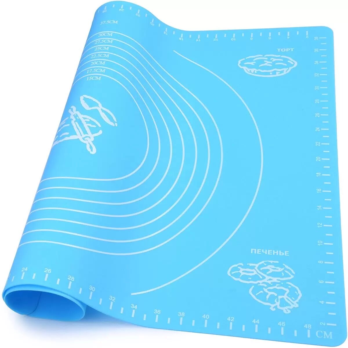 Коврик силиконовый для выпечки URM, 65х45 см (голубой)