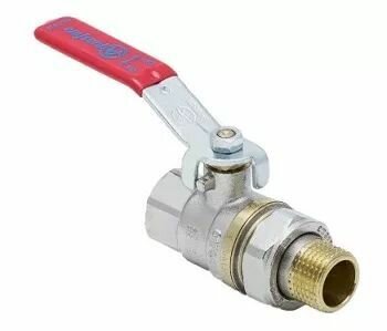 Кран шаровой 1006 Aquasfera 1 Ду25 Ру25 полнопроходной, никелированный, внутренняя резьба/американка, ручка-рычаг (1006-03)
