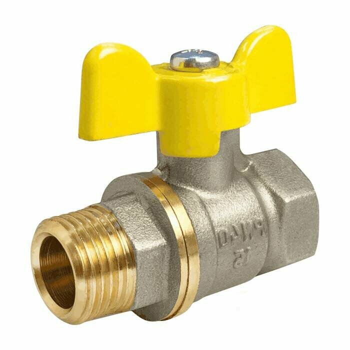 Кран шаровой латунь никель газ 11Б27фтМ Ду 32 Ру40 ВР/НР полнопроходной бабочка VALFEX VF.278. NB3.114