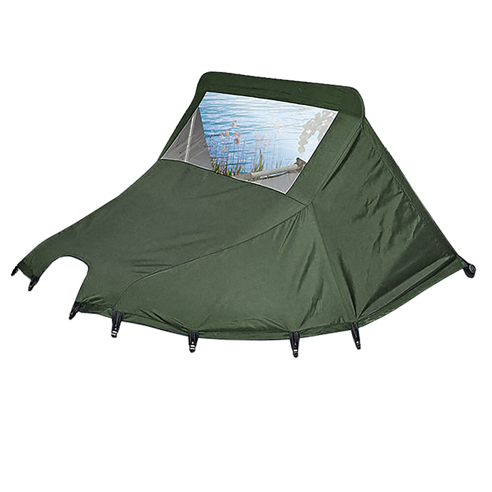 Носовой тент на лодку 300-340, олива №1.4 ходовой (резинки - грибки)