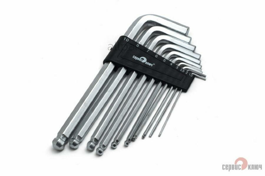 Сервис ключ 76402 Набор шестигранников (10 предметов) PROFFI удлиненные с шаром Сервис ключ 76402