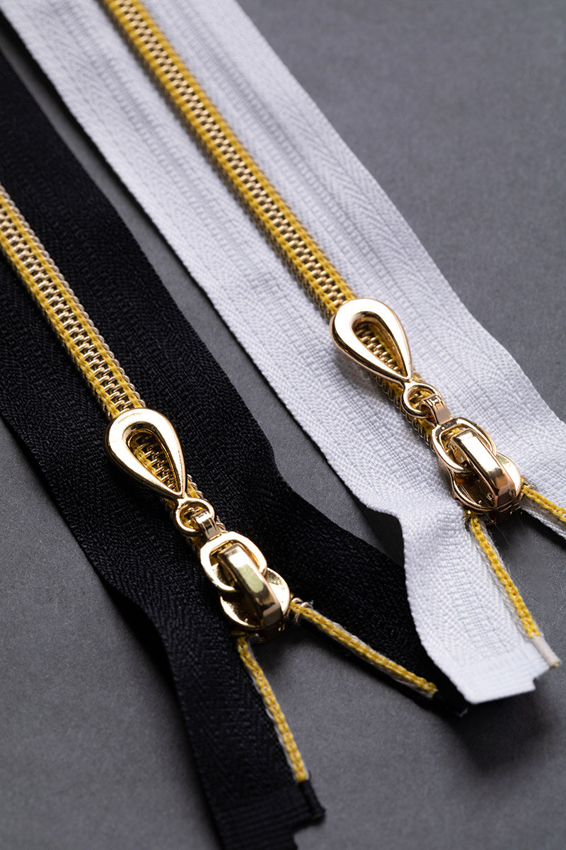 GAMMA G105S-HQ79 Молния спираль декоративная с напылением 80 см, тип 5, однозамковая, разъёмная цвет черный №310G/под золото