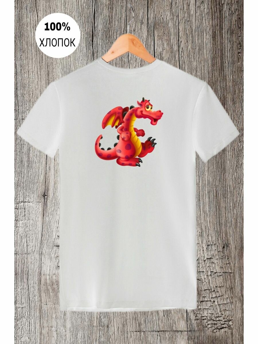 Футболка red dragon красный мультяшный дракон