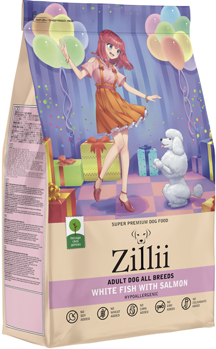 ZILLII ADULT DOG ALL BREED WHITE FISH & SALMON для взрослых собак всех пород с белой рыбой и лососем 3 кг
