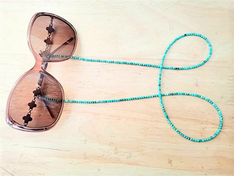 Цепочка для очков из натурального граненого амазонита шнурок для очков держатель для очков Hrustalek