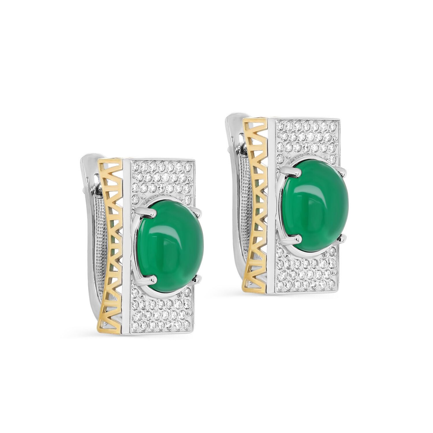 Серьги с подвесками, серебро, 925 проба, родирование, оникс, фианит