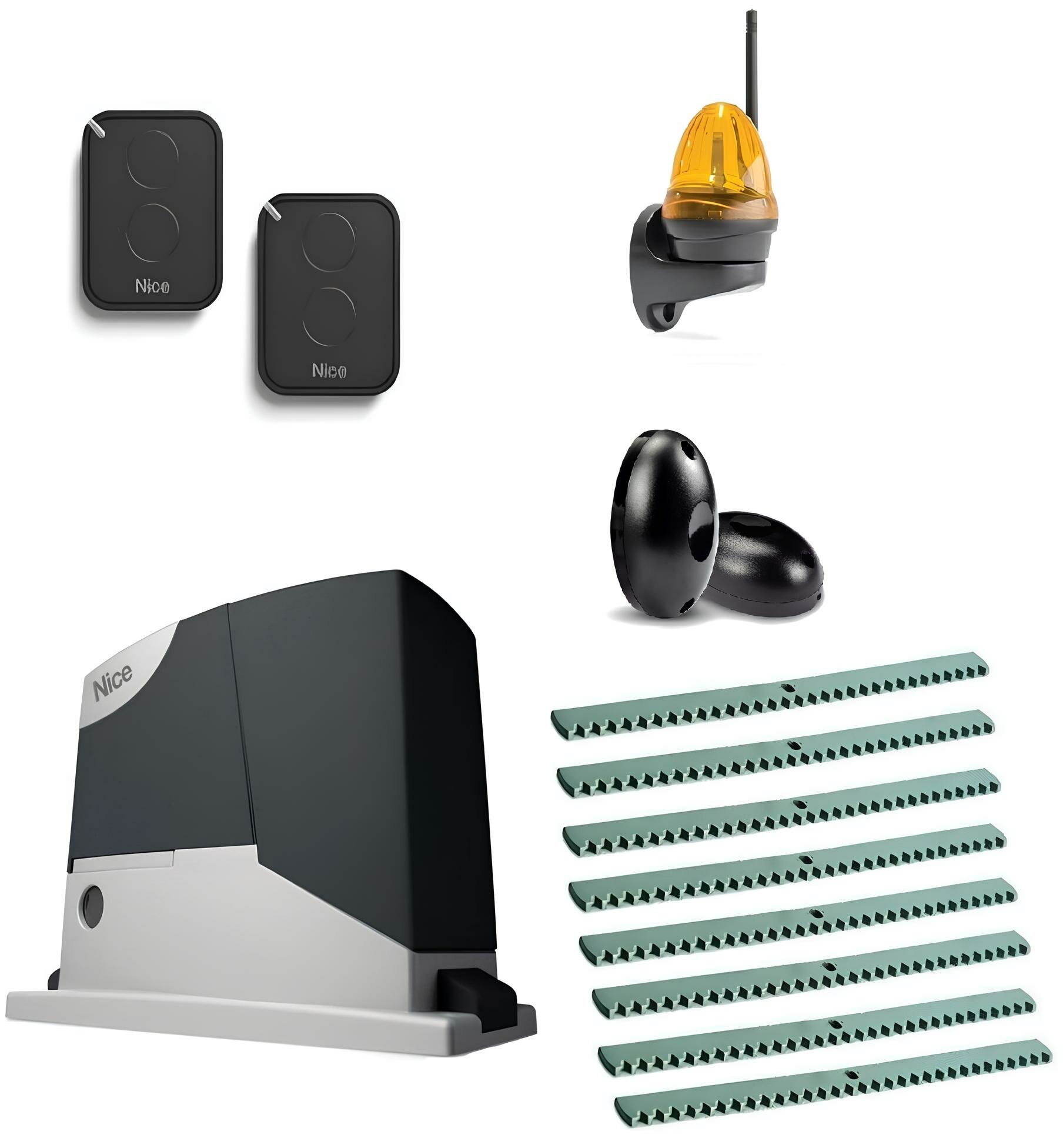 Автоматика для откатных ворот RD400KCE FULL8-K1, комплект: привод, 2 пульта, фотоэлементы, лампа, 8 реек